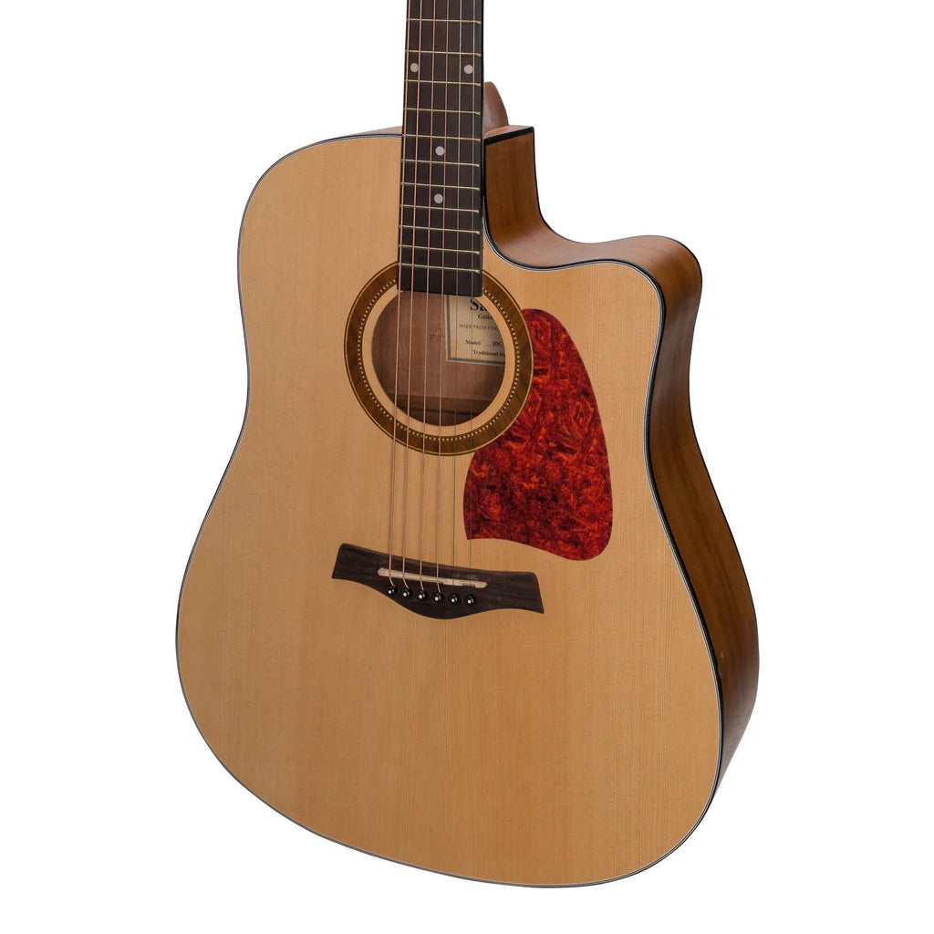 Sanchez Dreadnaught Acoustic/ Electric Guitar w/Cutaway & Tuner (Spruc ...