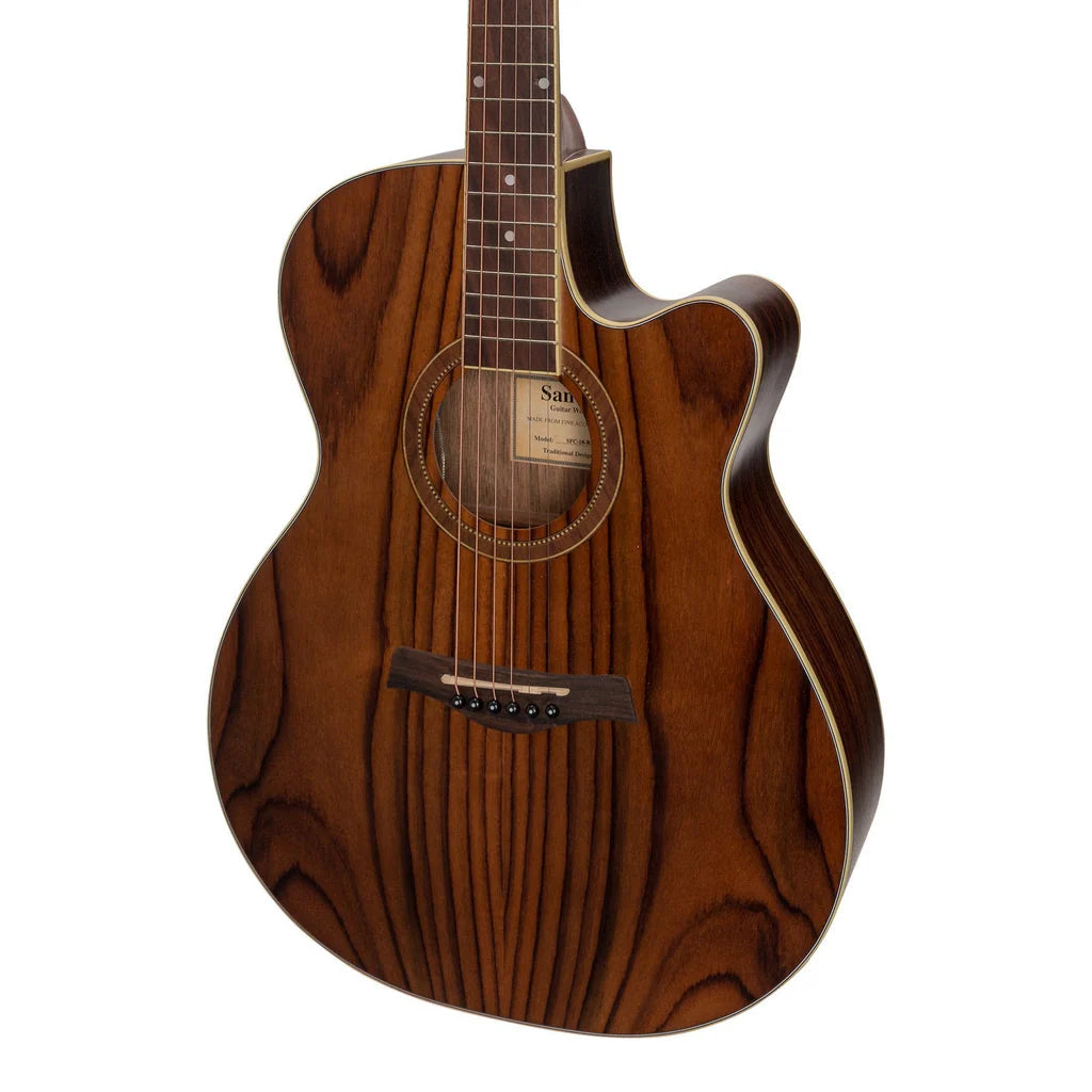 Sanchez Superfolk Acoustic/ Electric Guitar w/Cutaway & Tuner (Rosewoo ...